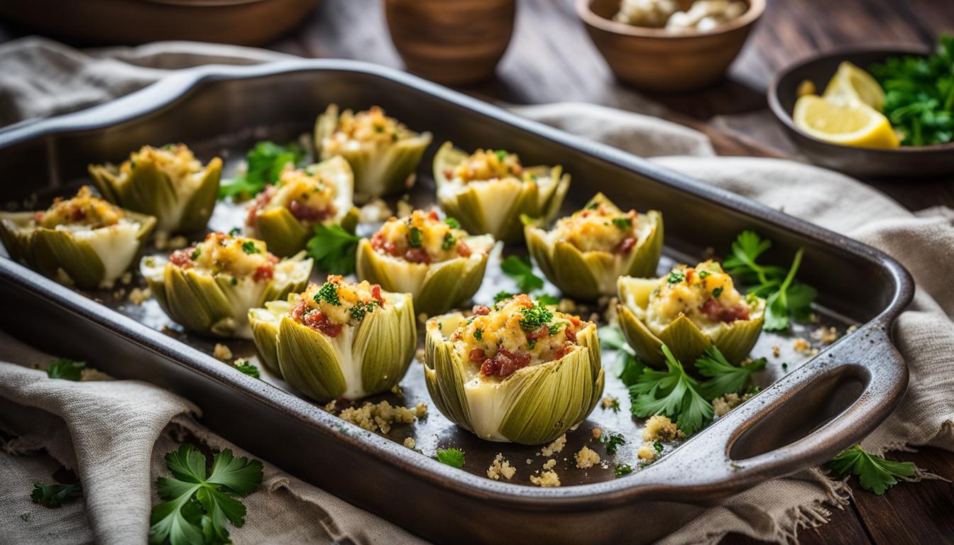 Asiago & Prosciutto Stuffed Artichoke Hearts Recipe