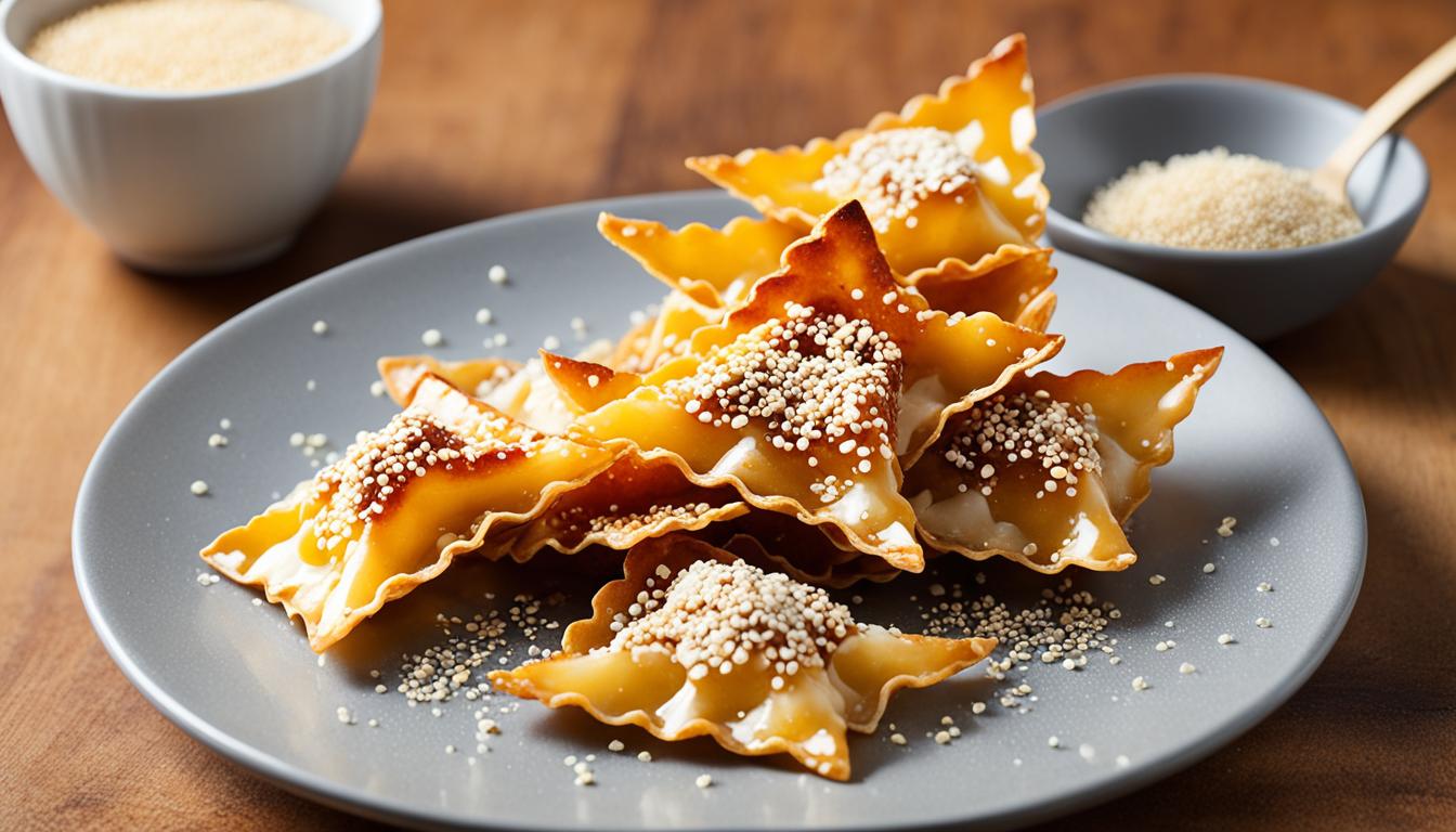 Miso Maple Glazed Edam & Sesame Wonton Crisps