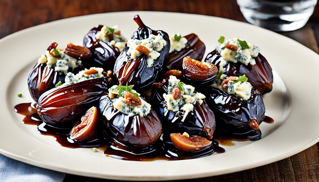 Blue Cheese & Fig Stuffed Dates with Balsamic Glaze